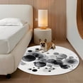 Abstract Ink Round Living Room Rugs 5 ft, Black Ink Splatter Bubbles ...
