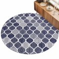 Blue Moroccan Geometric Pattern Round Rug 3ft Traditional Ethnic Style ...