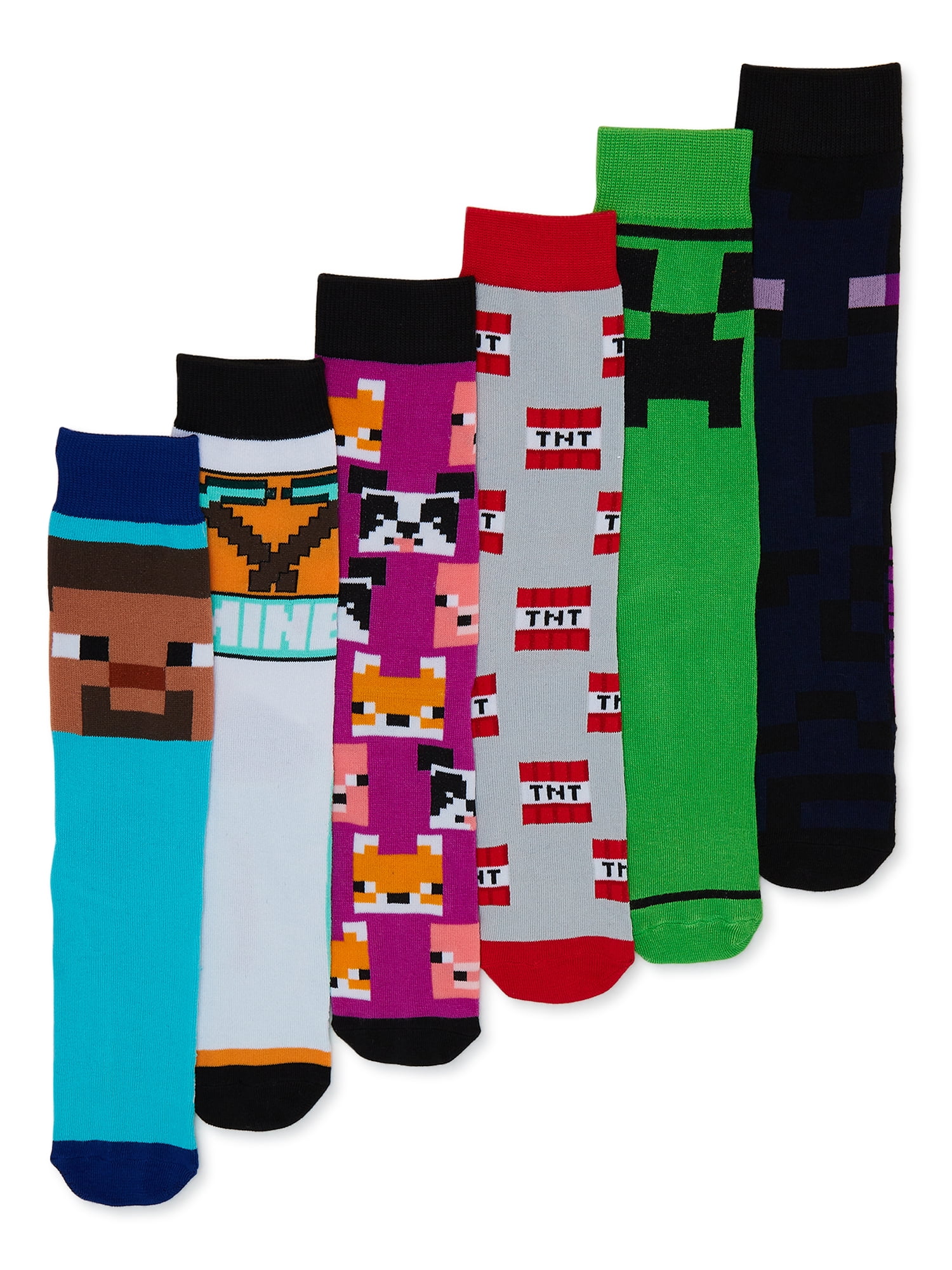 Minecraft Men's Crew Socks, 6-Pack - Walmart.com