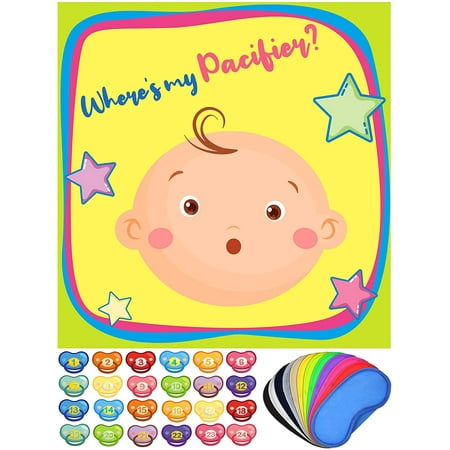 Pin The Pacifiers on The Baby Game, Baby Pacifier Game Poster Come ...