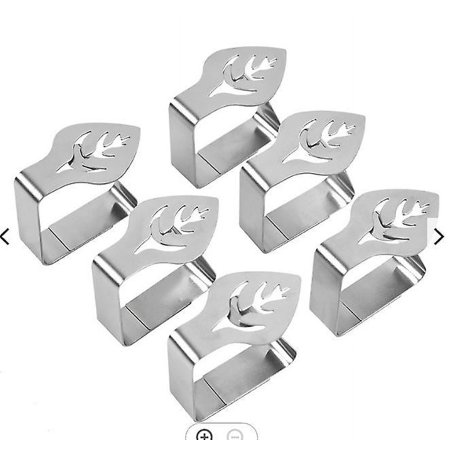Set of 6 Pieces Stainless Steel Anti-Slip Tablecloth Clamps Leaf Shape ...