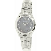 Bulova Women's Wrist Watch, Stainless Steel with Diamond Accents, Black ...