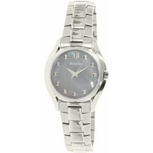 Bulova Women's Wrist Watch, Stainless Steel with Diamond Accents, Black ...