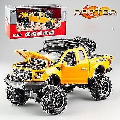 (Yellow-box)1:32 Ford raptor f150 big wheel alloy diecast car model ...