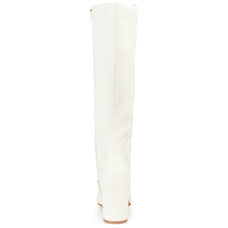 (取寄) カルバンクライン レディース タビア   women Tavia Ivory Mirror llic Journee Womens Tavia Wide Calf Block Heel Knee High Boots