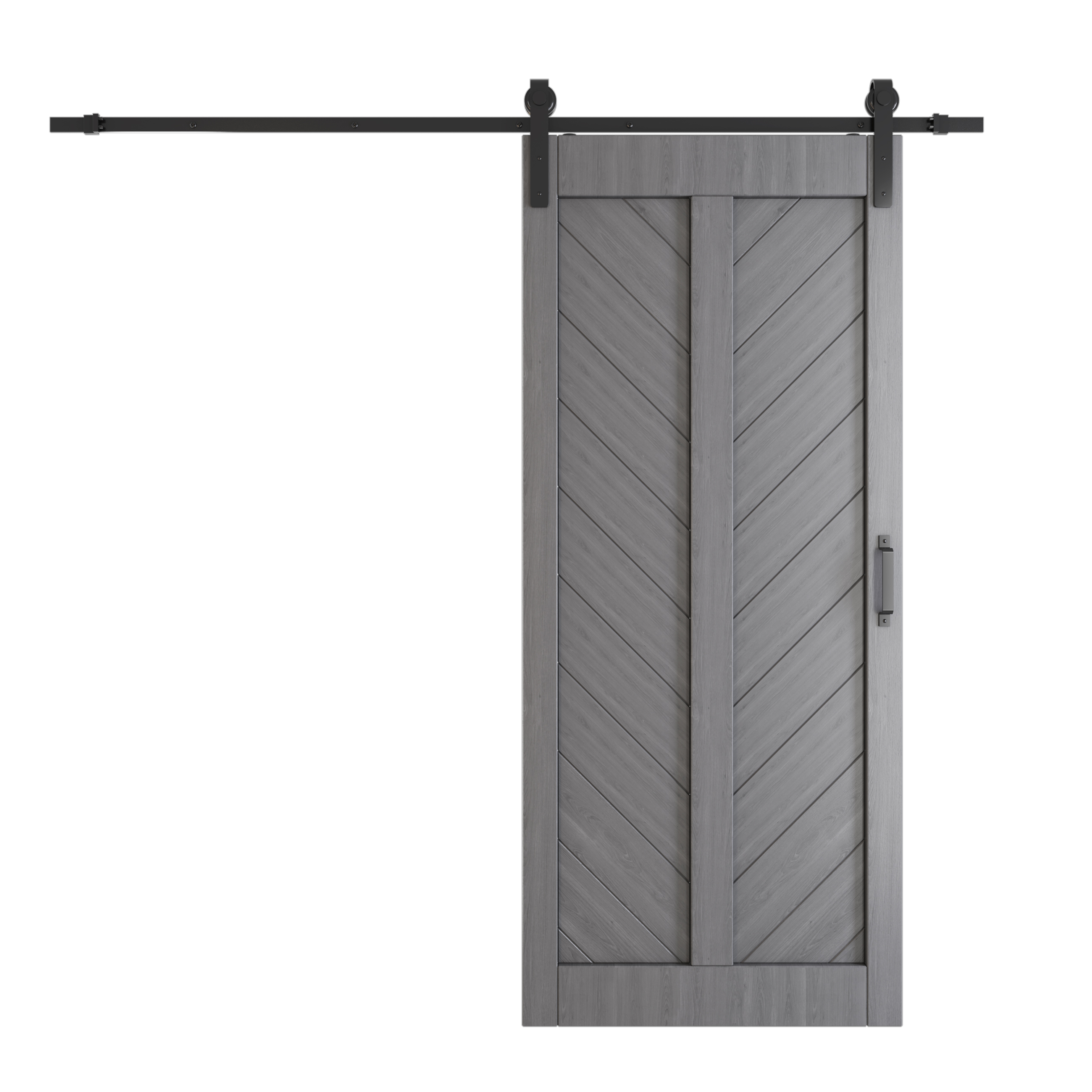 Twin Star Home 36" Wide Contemporary Sliding Barn Door with Frosted ...
