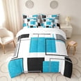 Manfei Glitter Cyan Square King Bedding,Contemporary Simple Art King ...