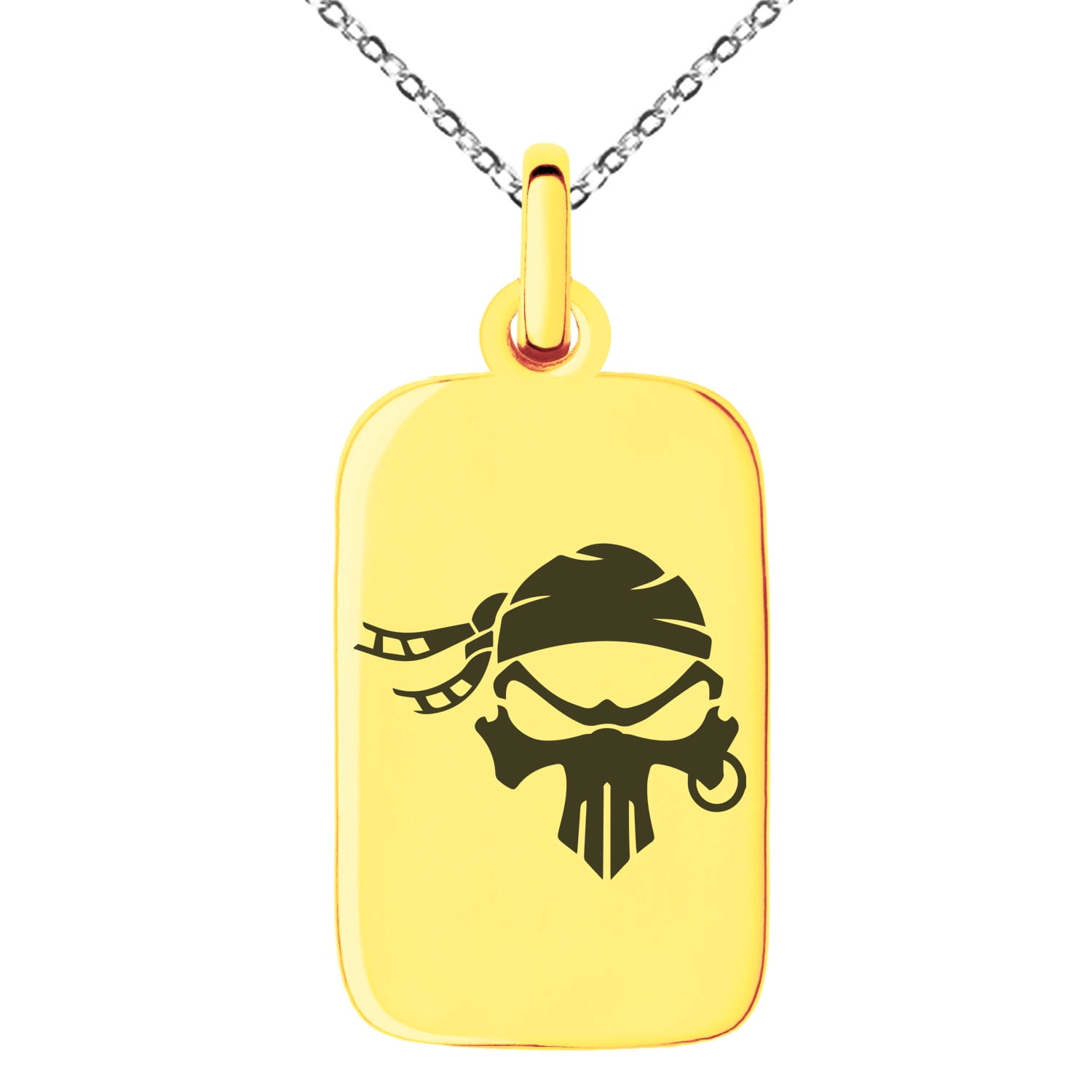 Stainless Steel Pirate Bandit Skull Engraved Small Rectangle Dog Tag ...