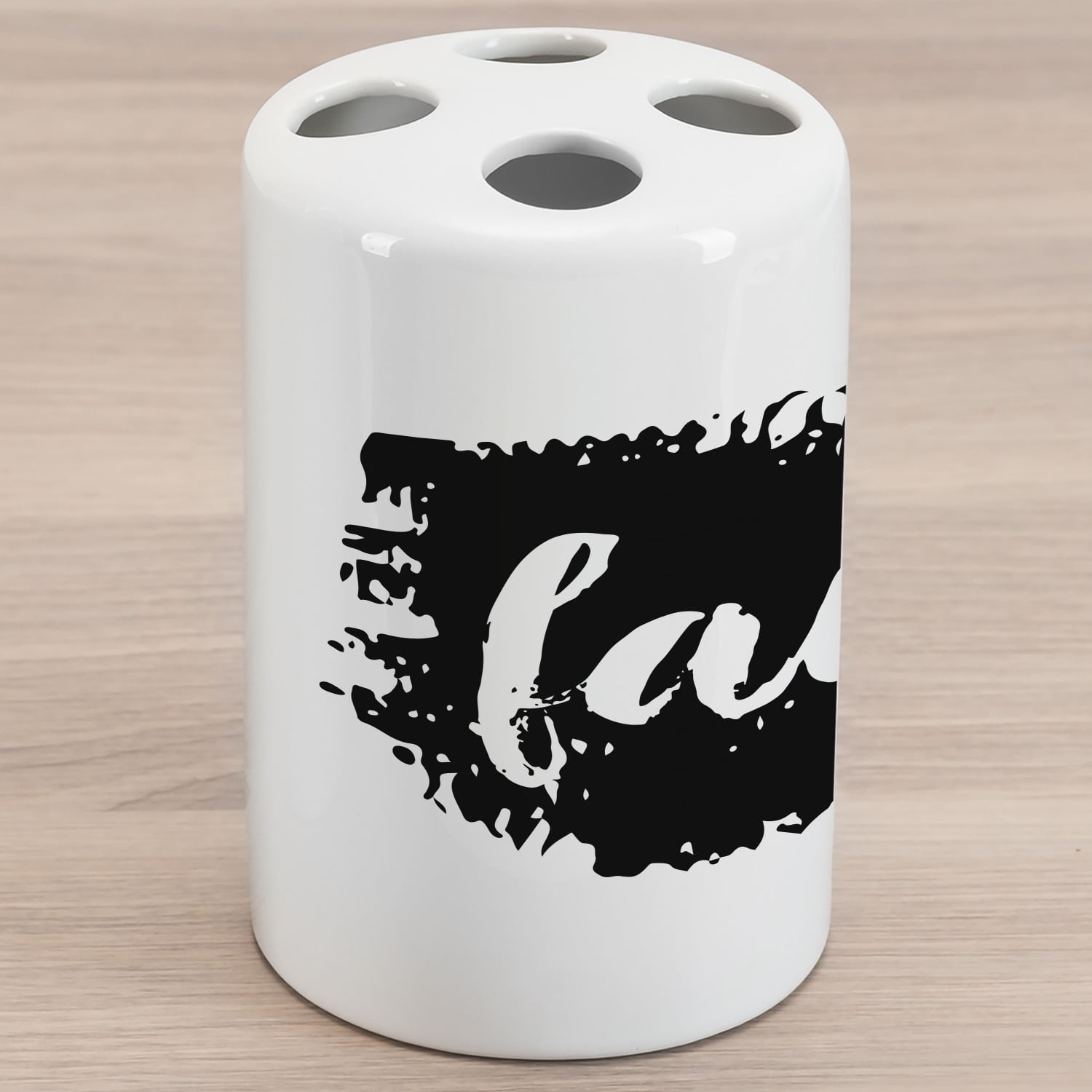 Faith Ceramic Toothbrush Holder, Paint Brush Stroke Cursive Typography ...