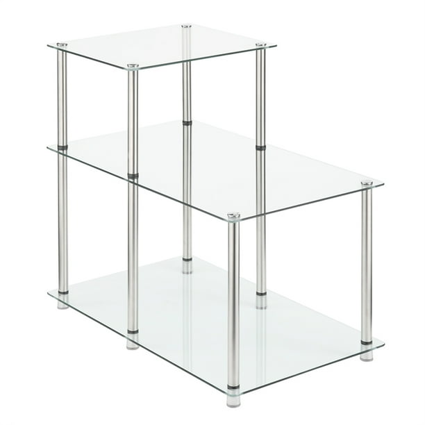 Convenience Concepts Designs2Go No Tools 3 Tier Glass Step End Table ...