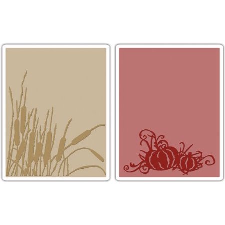 Sizzix Texture Fades Embossing Folders 2PK - Cattails & Pumpkin Patch ...