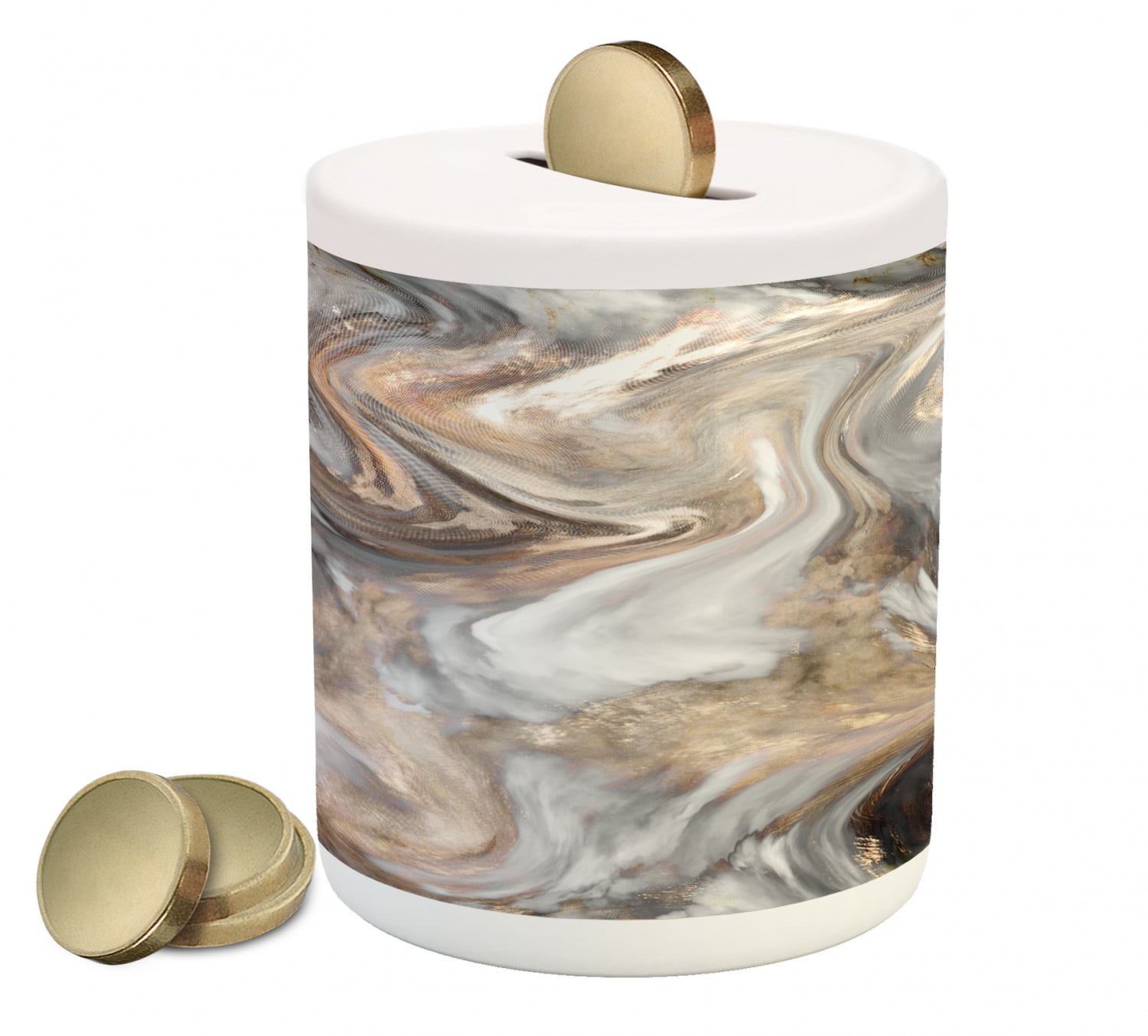 Marble Print Piggy Bank, Retro Style Paintbrush Colors in Marbling ...