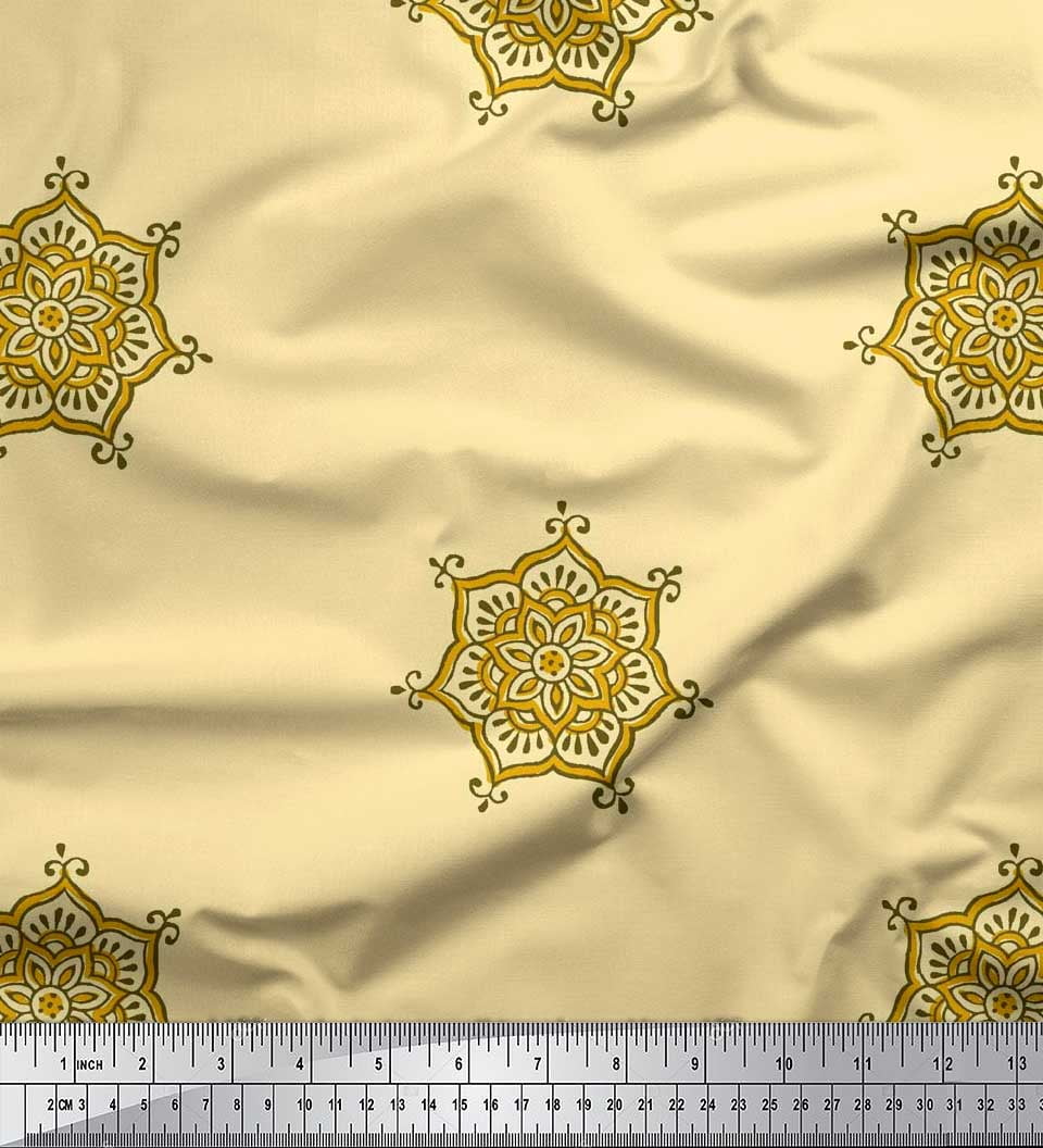 Soimoi Velvet Fabric Floral Mandala Block Fabric Prints by Yard 58 Inch ...