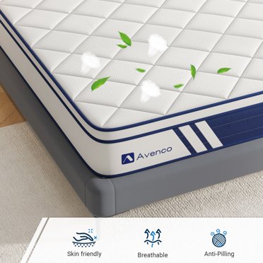 Avenco 10'' Gel Memory Foam and Pocketed Springs Hybrid Mattress in a ...