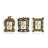DecMode 4" x 6" Handmade Intricate Carved Brass Scroll Photo Frame (3 ...