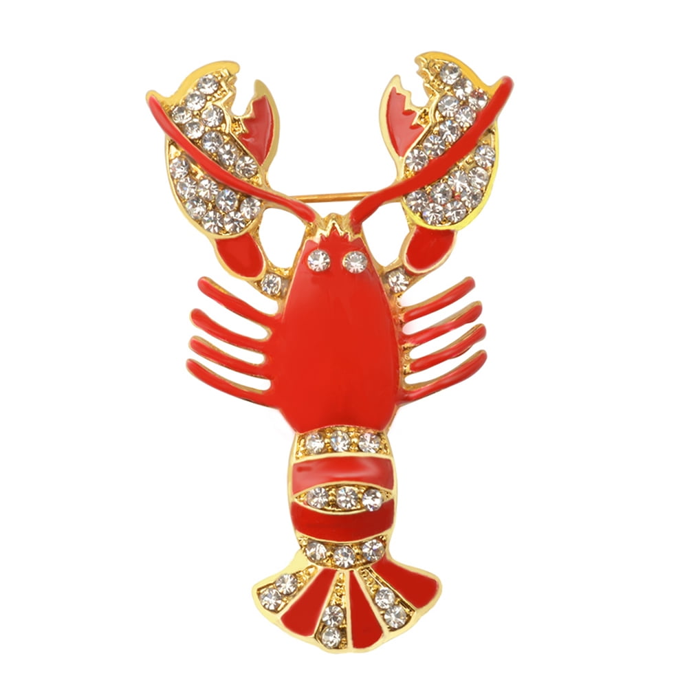 Click here for Kakowely Lifelike Crystal Rhinestone Lobster Brooc... prices