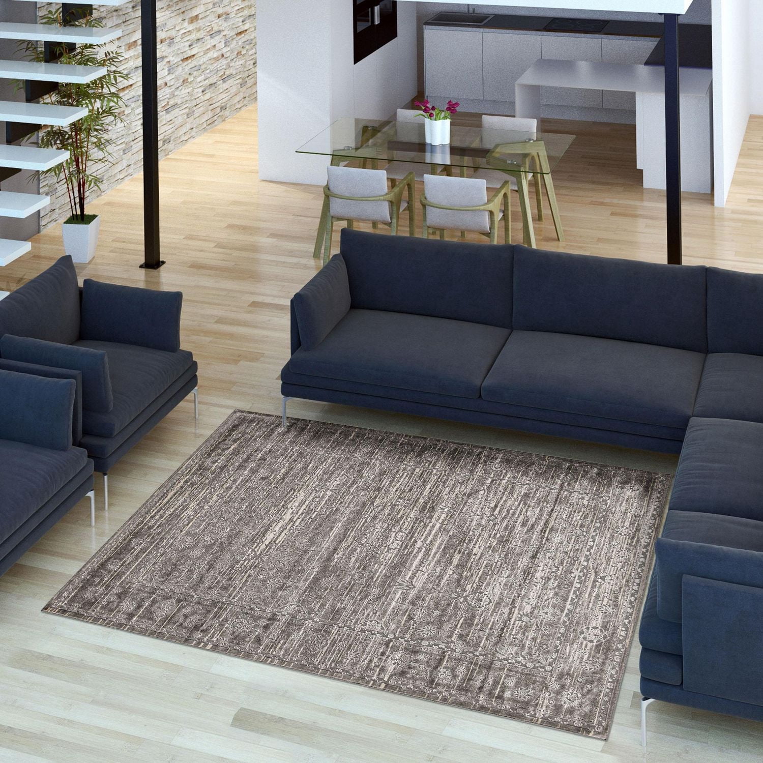 Click here for Ecarpet Layla Grey Rug 8 Ft X 10 Ft prices