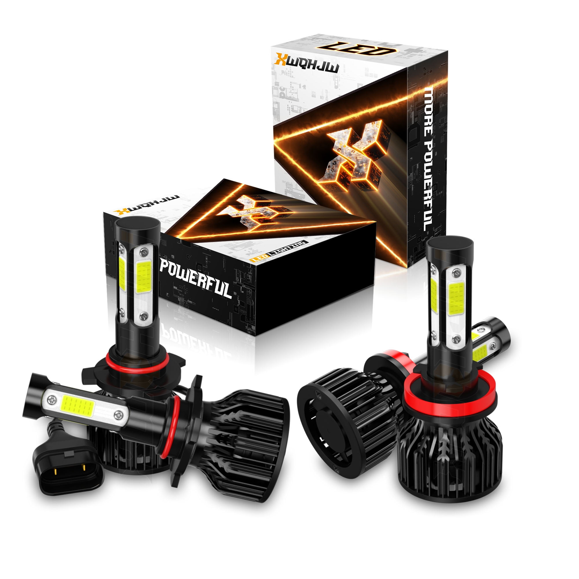 9005/H12 H11/H8 LED Headlight Bulbs High or Low Light 6000K Pure White ...