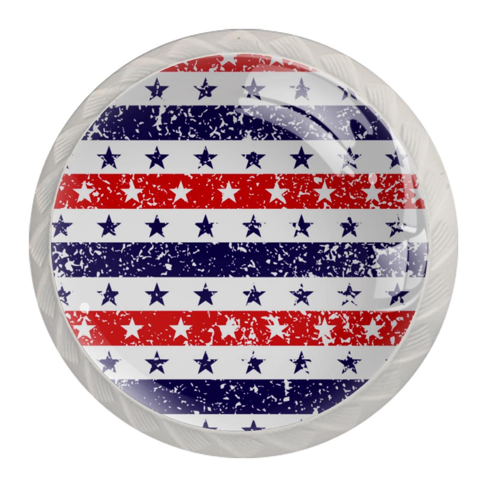 4 Pcs Patriotic Flag Stars Knobs for Kitchen Cabinet Cupboard Dresser ...