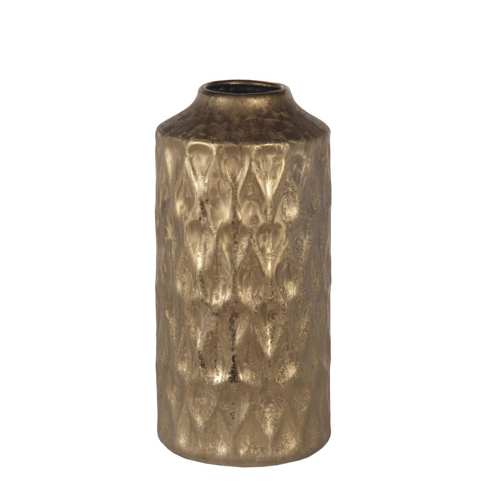 Privilege Large Hammered Gold Ceramic Decorative Vase 78224 - Walmart.com