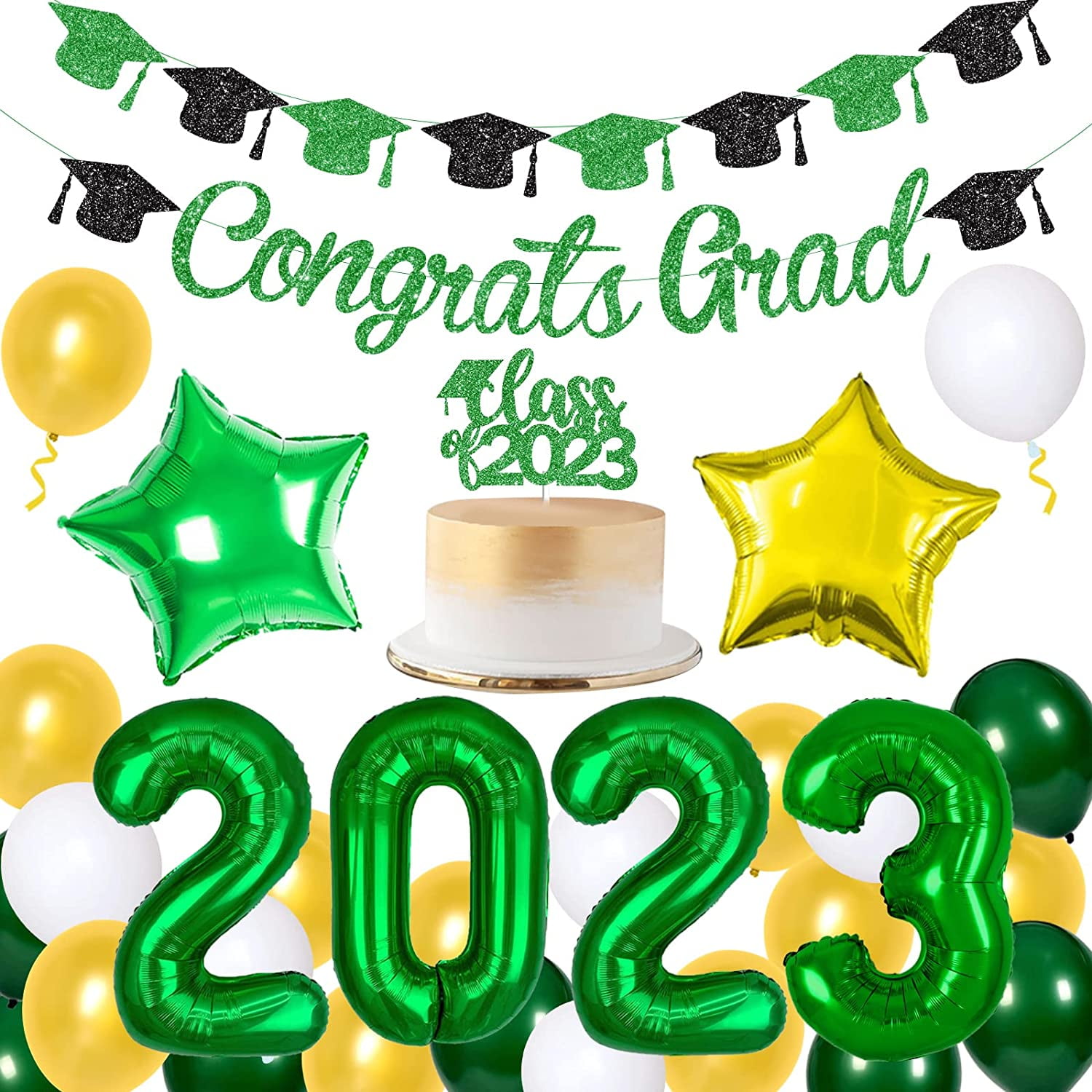 Green And Gold Graduation Party Decorations 2023 Class Of 2023