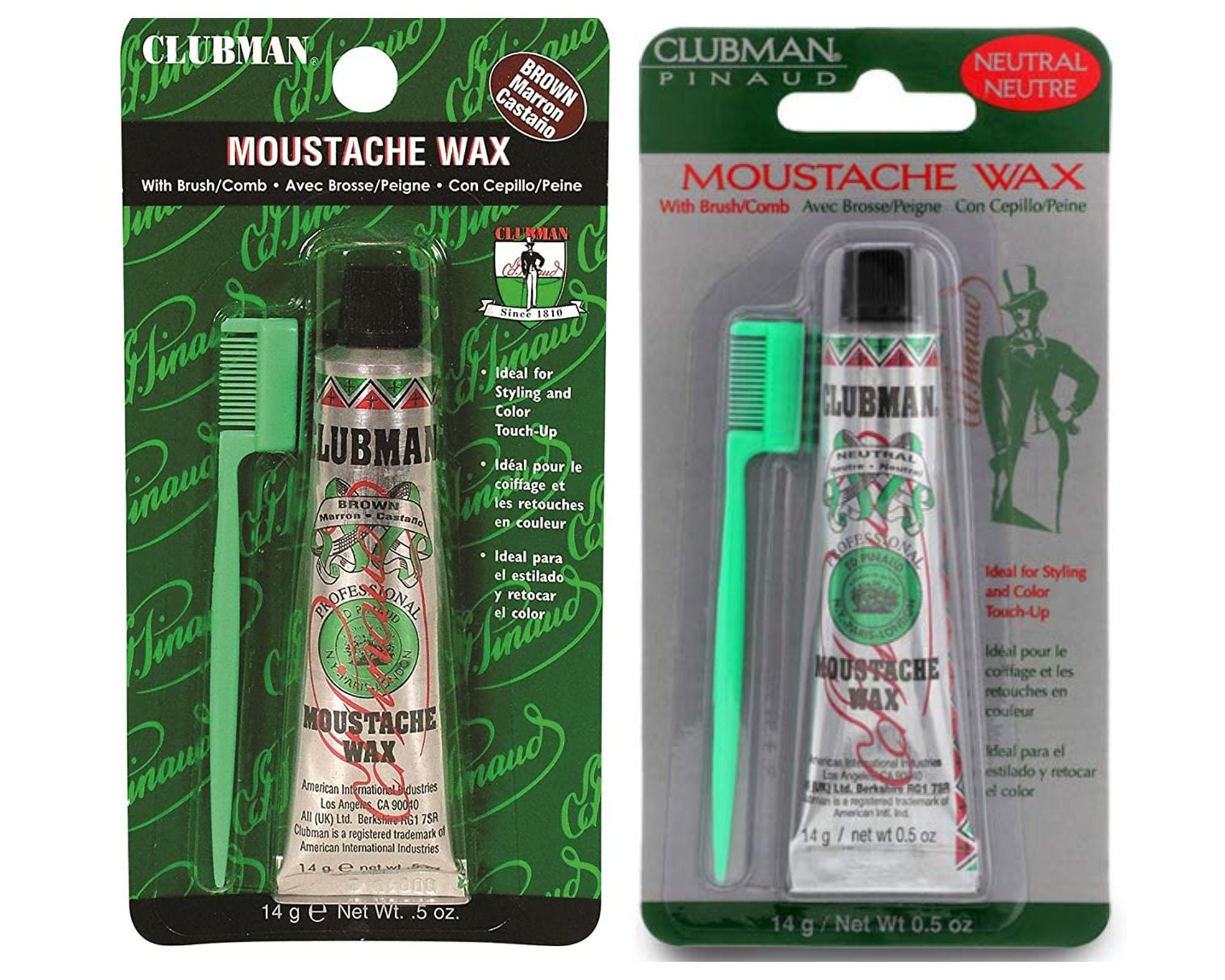 Clubman Moustache Wax Hang Pack 0.5 oz - Neutral + Brown - Walmart.com