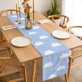 Clouds Dining Table Runner, Sky Cartoon Sky Blue Washable Table Runners ...