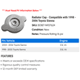 Radiator Cap - Compatible with 1998 - 2006 Toyota Sienna 1999 2000 2001 ...