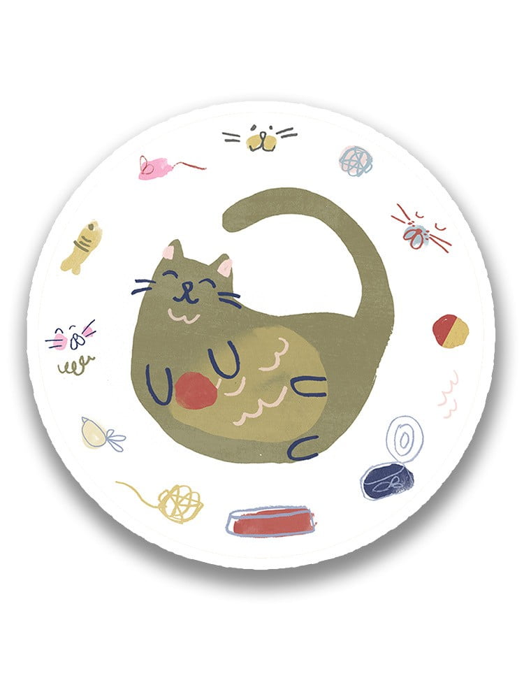 World Art Group Adorable Kitten Badge Sticker -June Erica Vess Designs ...