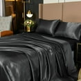 NTBED King Size Satin Sheets - Deep Pocket, Elegant Black Luxury Silky ...
