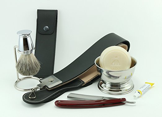 Shaving Set - Gold Dollar Faux Rosewood Handle, Gbs Chrome Bowl, Badger ...
