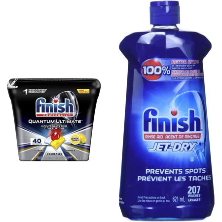 Finish Dishwasher Detergent, Quantum Ultimate, Lemon, 40 Tablets & Jet ...
