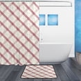 Bath Curtain & 72x72in Non-Slip Bath Mat Set 12-Grommet Shower Curtain ...