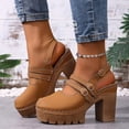 YLYL Women's Platforms Sandals Chunky High Heel Closed Round Toe Dressy ...