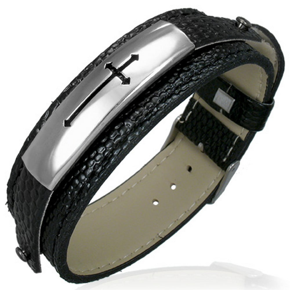 My Daily Styles Black Leather Stainless Steel Belt Buckle Religious