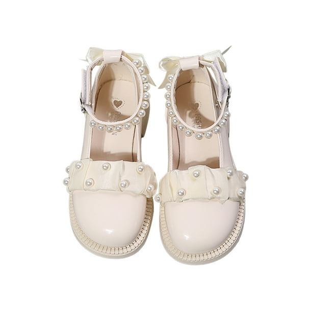 Woobling Girls Mary Jane Uniform Flats Ankle Strap Princess Shoe ...
