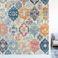 Bohemian Texture Window Privacy Film, Vintage Orange Blue Morocco ...