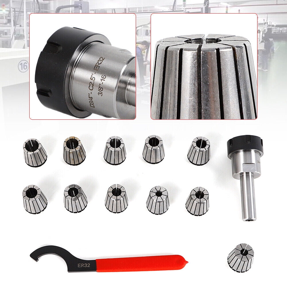 11x Collets 3/4 x 2" Straight Shank ER32 Collet Chuck Draw Bar Threads ...