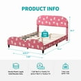 Muzz Pink Princess Twin Size Bed Frame Upholstered Wooden Bed For Girls No Box Spring Needed