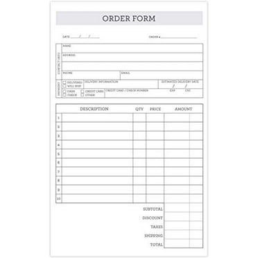 Simply Classic 2-Part Carbonless Order Form Pad / 50 Sets / 5.5" x 8.5 ...