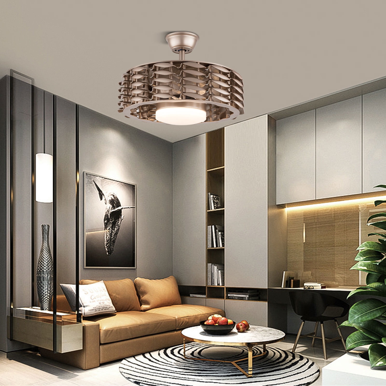 22"Modern Indoor Ceiling Fan With LED Light Bladeless Ceiling light ...