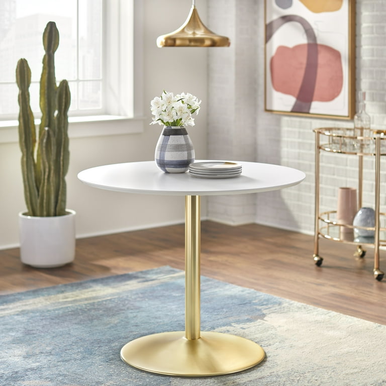 White round table gold base store