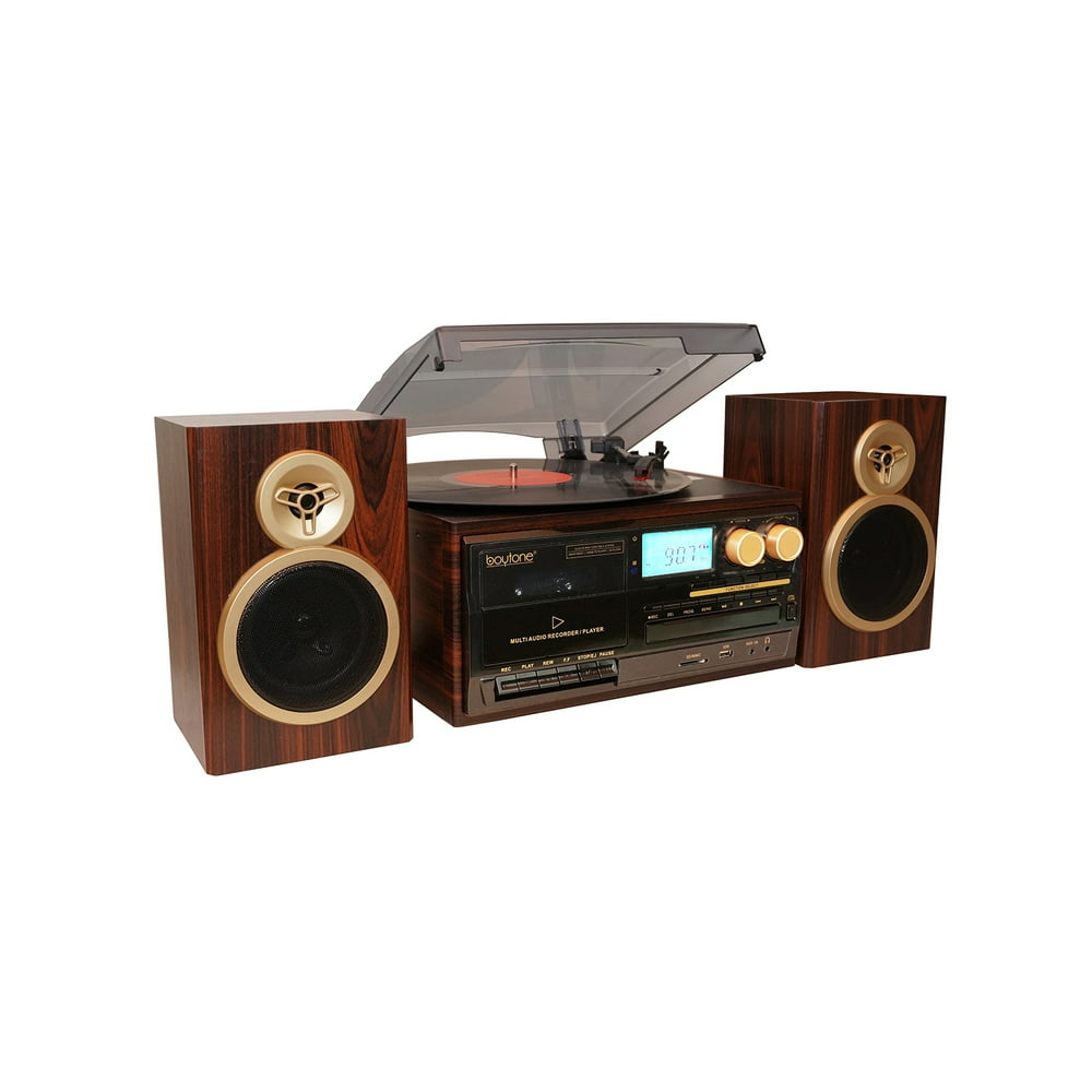 Boytone 28-Series Mahogany Classic BT Turntable System - Walmart.com ...
