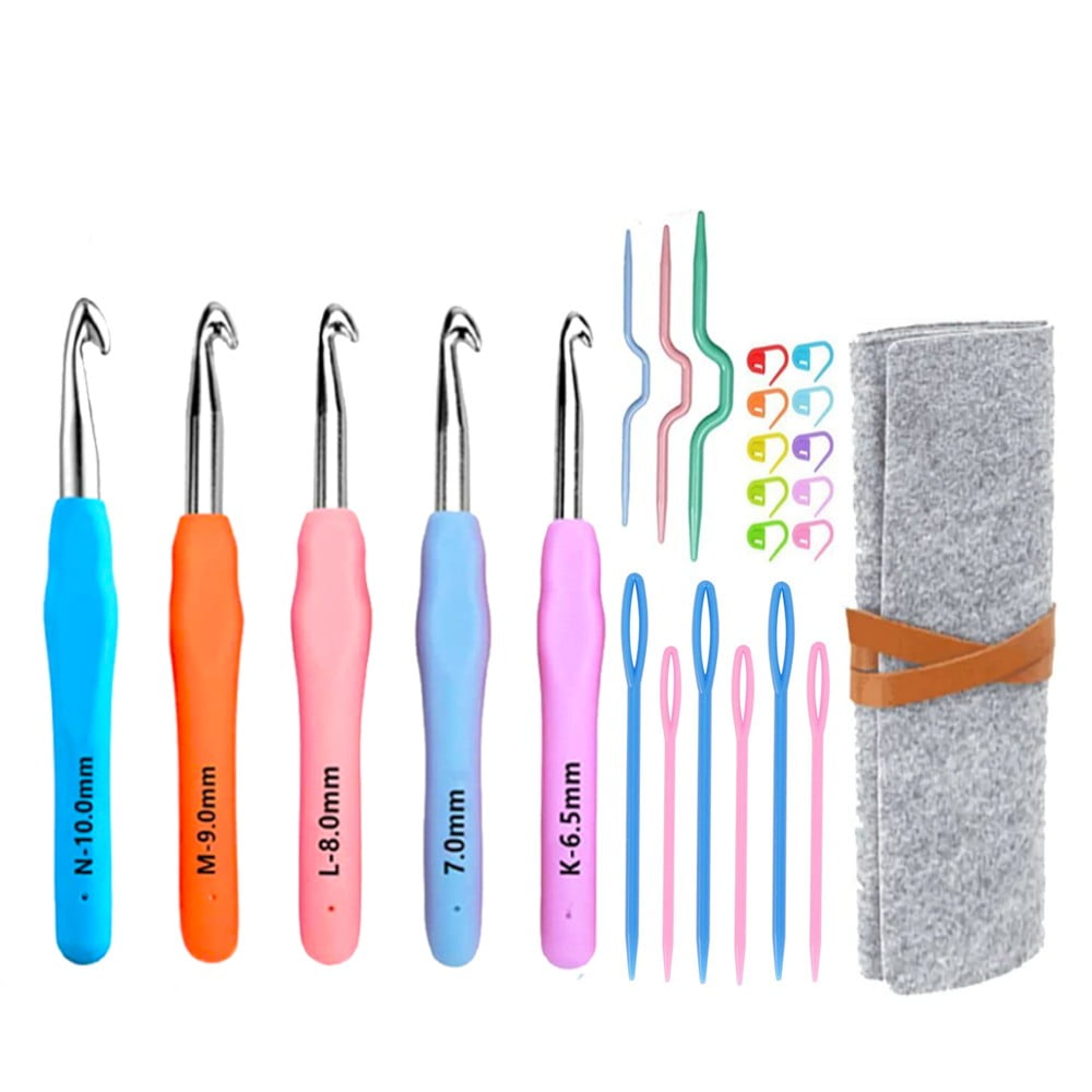 5 Large Crochet Hooks 10.0mm,9.0mm,8.0mm,7.0mm,6.5mm, Ergonomic Crochet ...