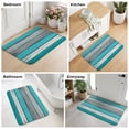 Blue Grey Stripes Front Door Mat Indoor Entrance, Vintage Coastal Style ...