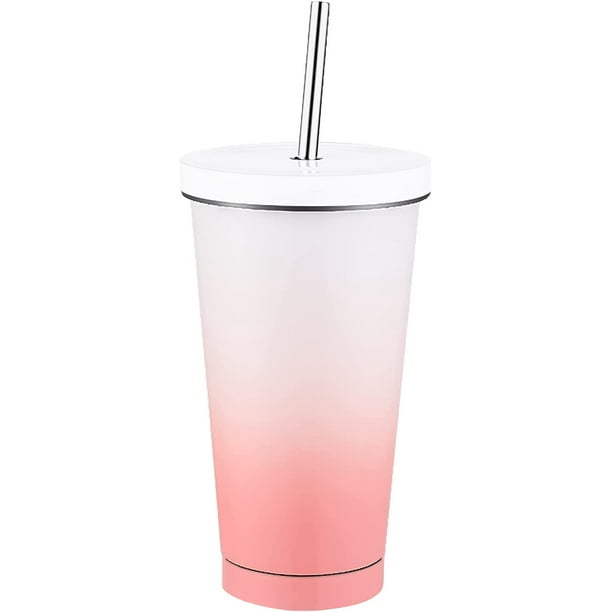 Insulated Mug with Straw Stainless Steel Iced Coffee and Smoothie ...