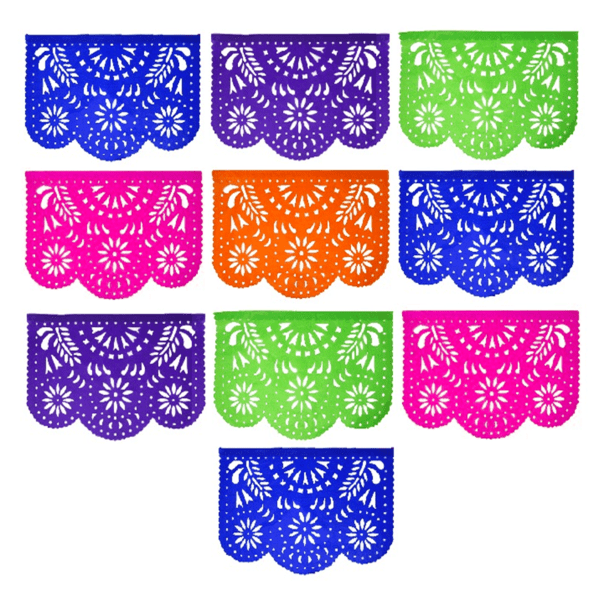 Mexican Fiesta Floral Papel Picado Banner 4 Pack, Each Banner 14 feet ...