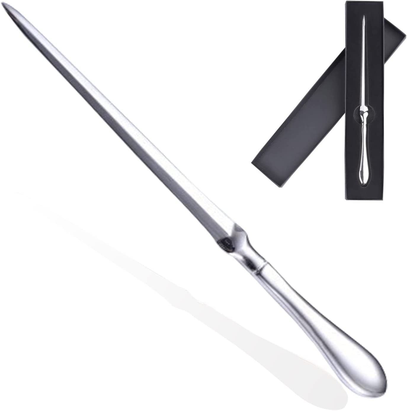 9"-Metallic Solid Silver Letter Opener, Glossy Miniature Handle Sword ...
