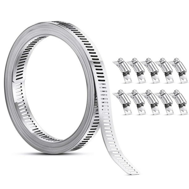 QUSENLON DIY Hose Clamp Kit 304 Stainless Steel Worm Gear Hose Clamps ...