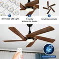 Free Shipping! DEXTRUS 52'' Walnut Modern LED Downrod Ceiling Fan with ...